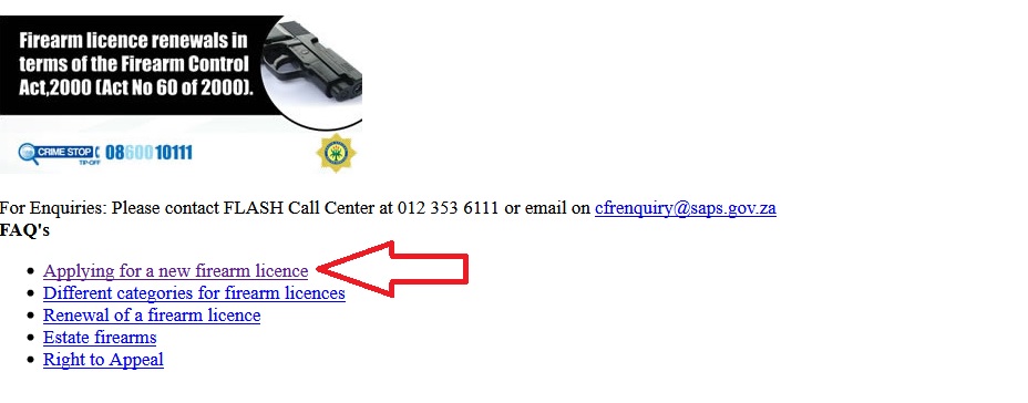 SAPS South African Police Service : New Firearm Licence Application ...
